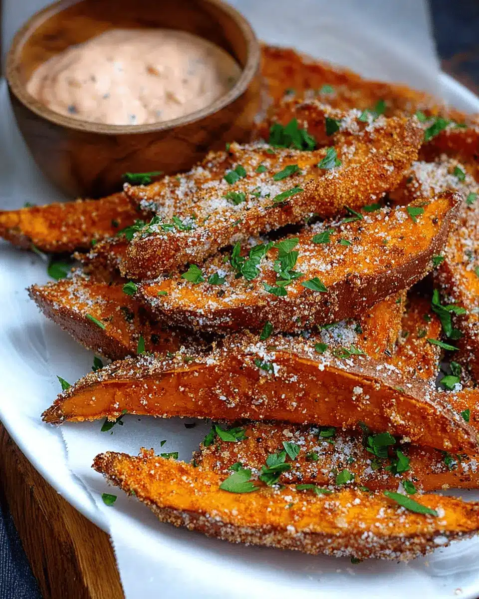 Garlic Parmesan Sweet Potato Wedges